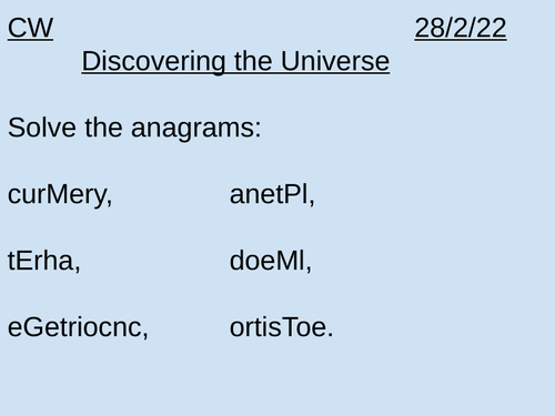 Discovering The Universe | Teaching Resources