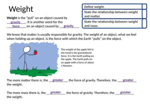 Matter, forces, mass, gravity and weight | Teaching Resources
