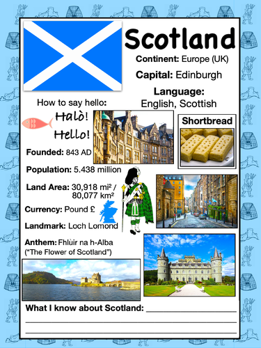 SCOTLAND History & Geography, Travel The World Worksheet | Teaching ...