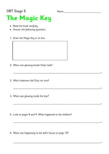 ORT Stage 5 Reading Comprehension – The Magic Key - Oxford Reading Tree ...