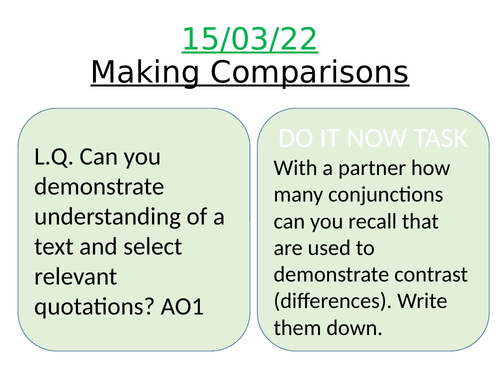 AQA GCSE English Language: Comparison Skills | Teaching Resources