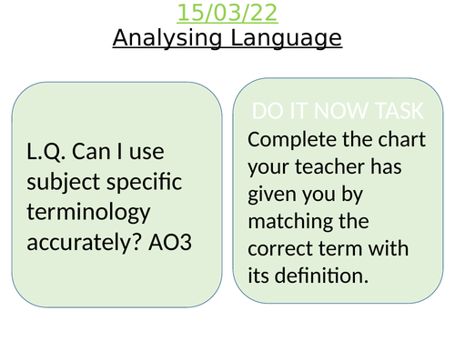 AQA English Language: Analysing Language/ Subject Terminology ...