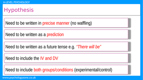 AQA A Level Psychology: Research Methods: Aims and Hypothesis ...