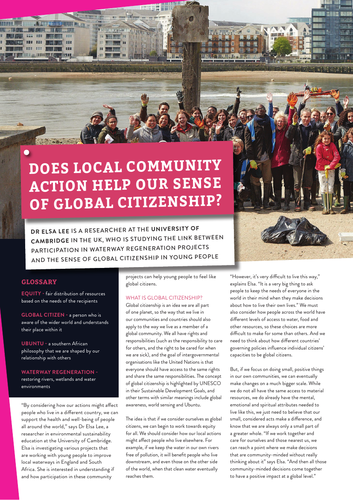 Does local community action help our sense of global citizenship ...
