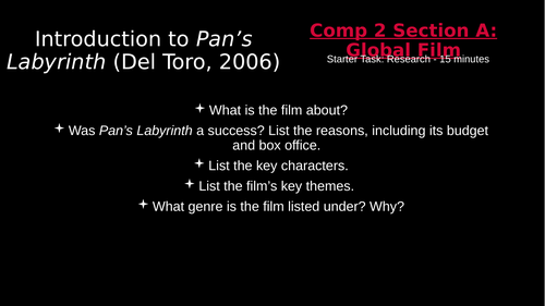 Pan's Labyrinth A Level Film Studies | Teaching Resources
