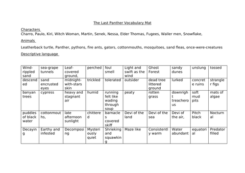 The Last Panther - Todd Mitchell Plans | Teaching Resources