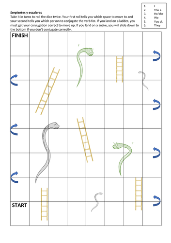 Snakes and ladders template (Serpientes y escaleras) | Teaching Resources