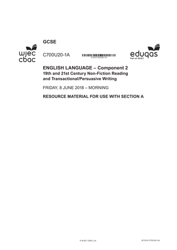 Eduqas English Language GCSE - Component 2 Section A - Mini SOL ...
