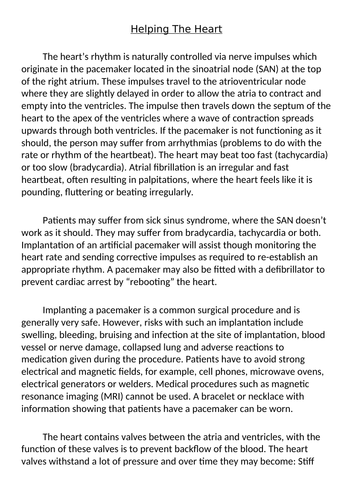 Helping the heart | Teaching Resources