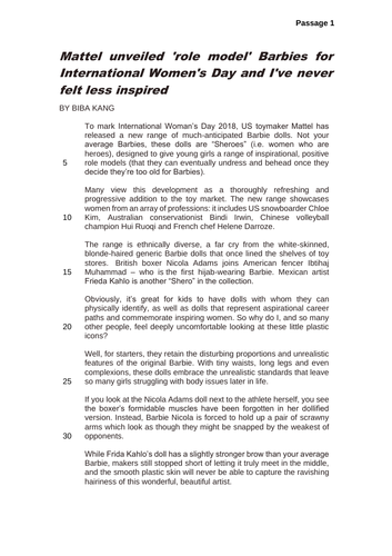 Full Higher RUAE Paper (Barbie) | Teaching Resources