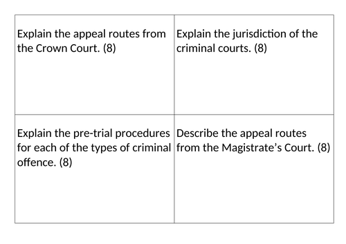 OCR A Level Law Revision Flash Cards (English Legal System) | Teaching ...