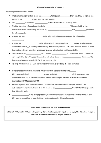 GCSE Edexcel Memory - Short Term and Long Term Memory complete lesson ...
