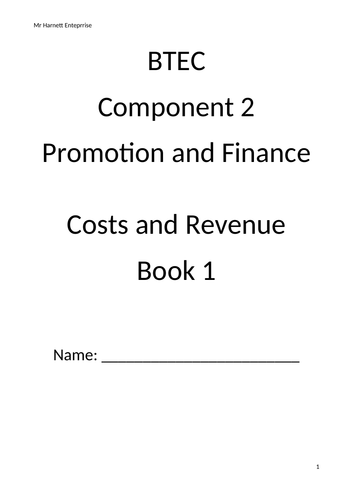 Enterprise BTEC Level 2 Component 2 Financial documents and Exercises ...
