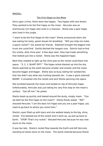 Hippo on the Moon David Walliams book | Teaching Resources