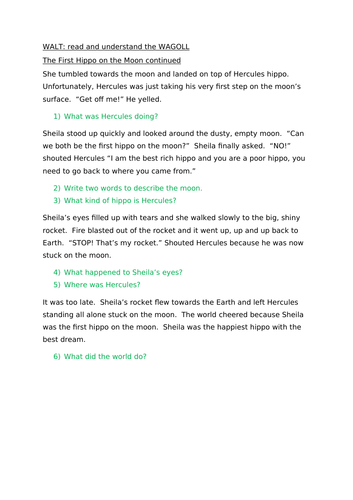 Hippo on the Moon David Walliams book | Teaching Resources