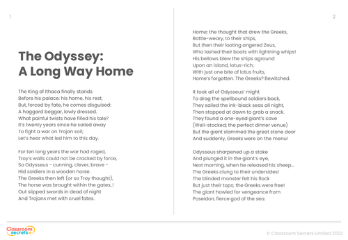 Year 4 Reading Skills - The Odyssey: A Long Way Home | Teaching Resources