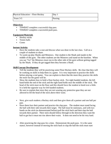 Year 3-5, Five Day Floor Hockey | Teaching Resources
