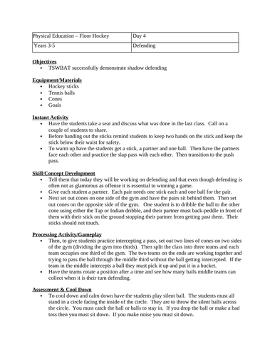 Year 3-5, Five Day Floor Hockey | Teaching Resources