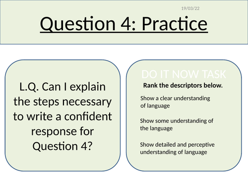 AQA Paper 2 - Viewpoints and Perspectives: Q4 | Teaching Resources