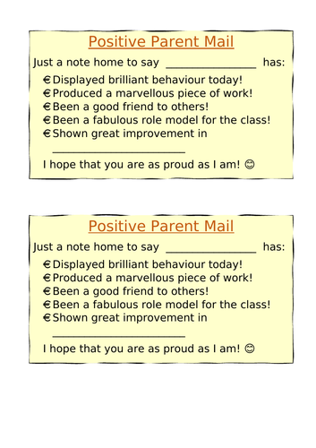 Positive Parent Mail | Teaching Resources