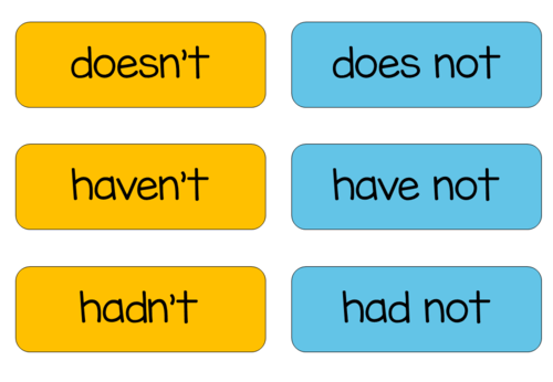 Contractions cards - snap & matching games, game boards dice games with ...