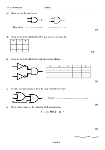 J277 OCR 2.4 Boolean Logic | Teaching Resources