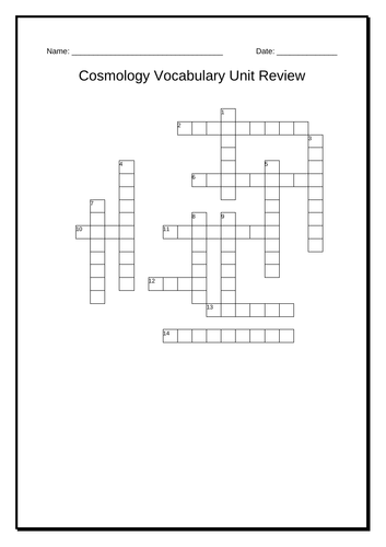 Cosmology vocabulary worksheets | Teaching Resources