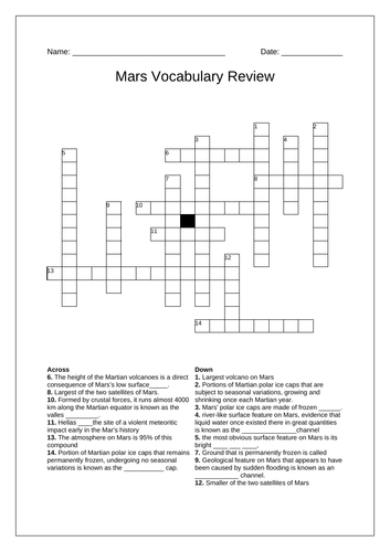 Mars Vocabulary worksheets | Teaching Resources