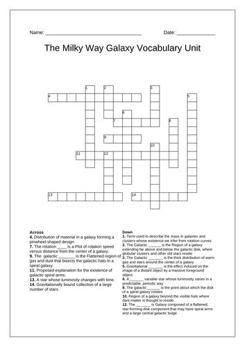 The Milky Way Galaxy vocabulary woksheets | Teaching Resources
