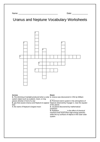 Uranus and Neptune vocabulary worksheets | Teaching Resources