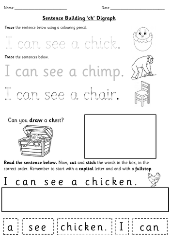 ch digraph - sentence building activity. | Teaching Resources