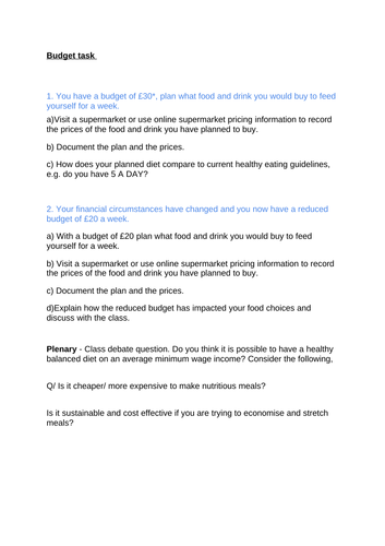 BTEC Level 1/2 Home Cooking Skills - Factors affecting food choice SOW ...