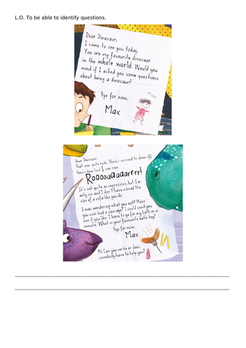 Year 1 English Planning - Dear Dinosaur - Fiction Book - Letter Writing ...