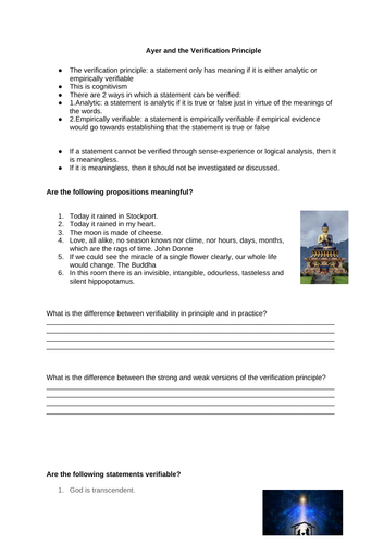 Religious Language - Ayer & Hick - AQA Philosophy A Level | Teaching ...