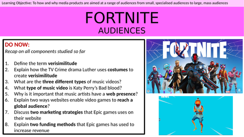 Fortnite Industries and Audiences | Teaching Resources