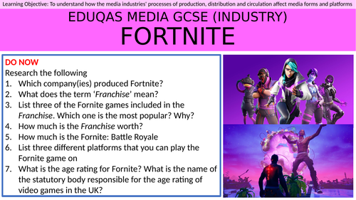Fortnite Industries and Audiences | Teaching Resources