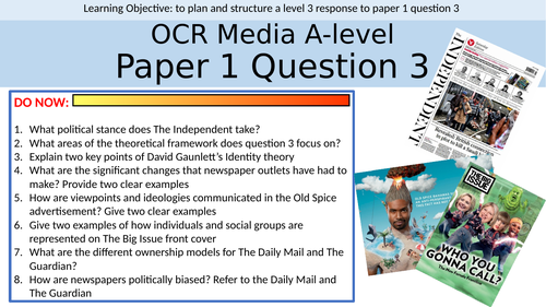 OCR A-level Newspapers Paper 1 Question 3 Industry | Teaching Resources