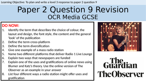 OCR GCSE Newspaper P2 Q9 Revision | Teaching Resources