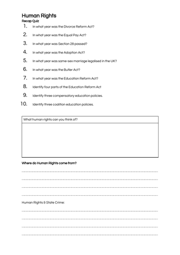 Sociology A-Level- Crime & Deviance - Human Rights | Teaching Resources