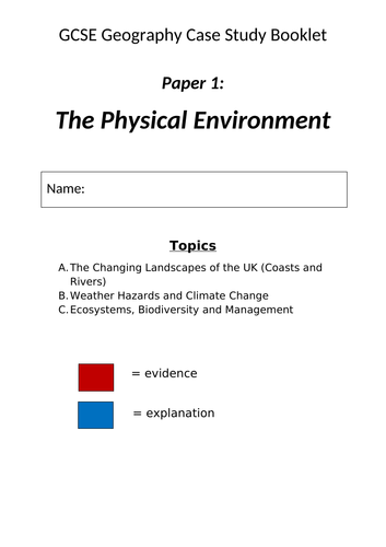 Physical Geography Case Study Booklet (Edexcel A GCSE Geography ...