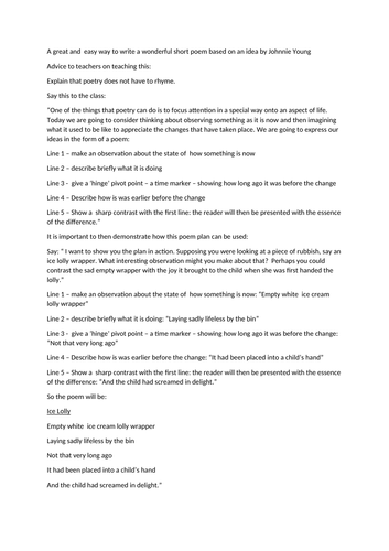 A great and easy way to write a wonderful short poem based on an idea ...