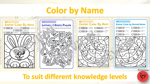 Color by Music Notes and Rests - Easter Theme - 12 Worksheets ...