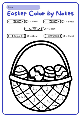 Color by Music Notes and Rests - Easter Theme - 12 Worksheets ...