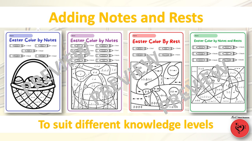 Color by Music Notes and Rests - Easter Theme - 12 Worksheets ...
