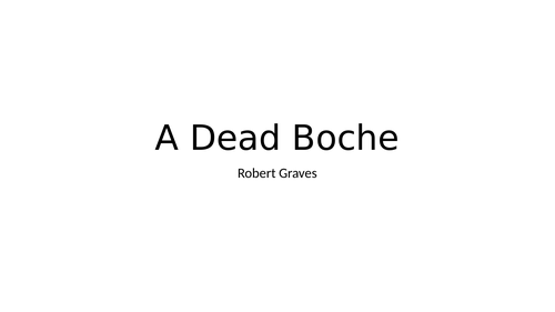 Poetry Analysis "A Dead Boche" | Teaching Resources