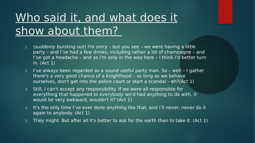 Gerald in 'An Inspector Calls' | Teaching Resources