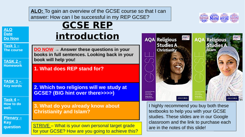 AQA RE GCSE introduction lesson. | Teaching Resources