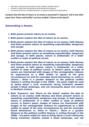 GCSE English Literature: AQA Power and Conflict poetry – Exam skills ...