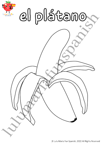 Spanish A4 Download and Worksheet - Plátano - Banana | Teaching Resources