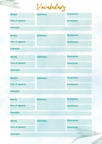 Language Study Planner Printable | Teaching Resources